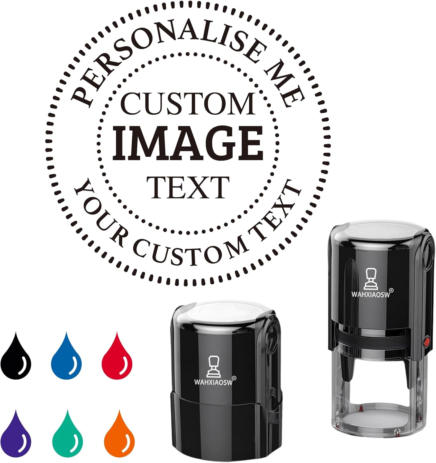 Personalised Stamp with Base, Custom Logo Self-Inking Rubber Stamp, 6 ...