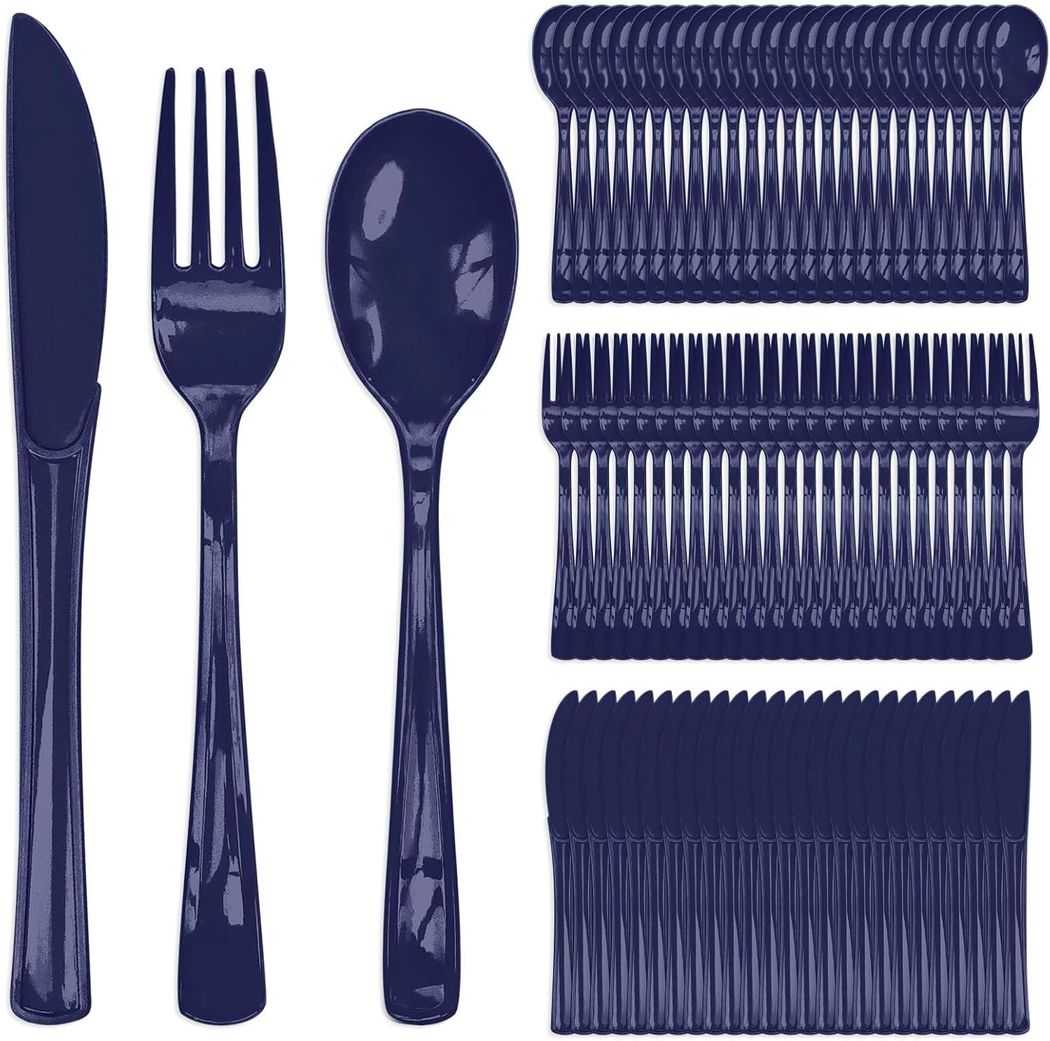 Amazon.com: FALIZIFU 150 Pcs Navy Blue Plastic Cutlery Set Disposable ...