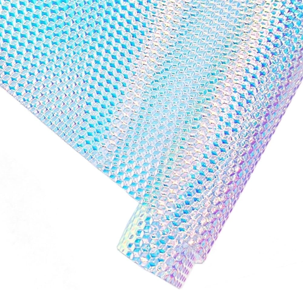 JINR 12" x 53" Holographic Gem Patterned Clear PVC Vinyl Faux Leather ...