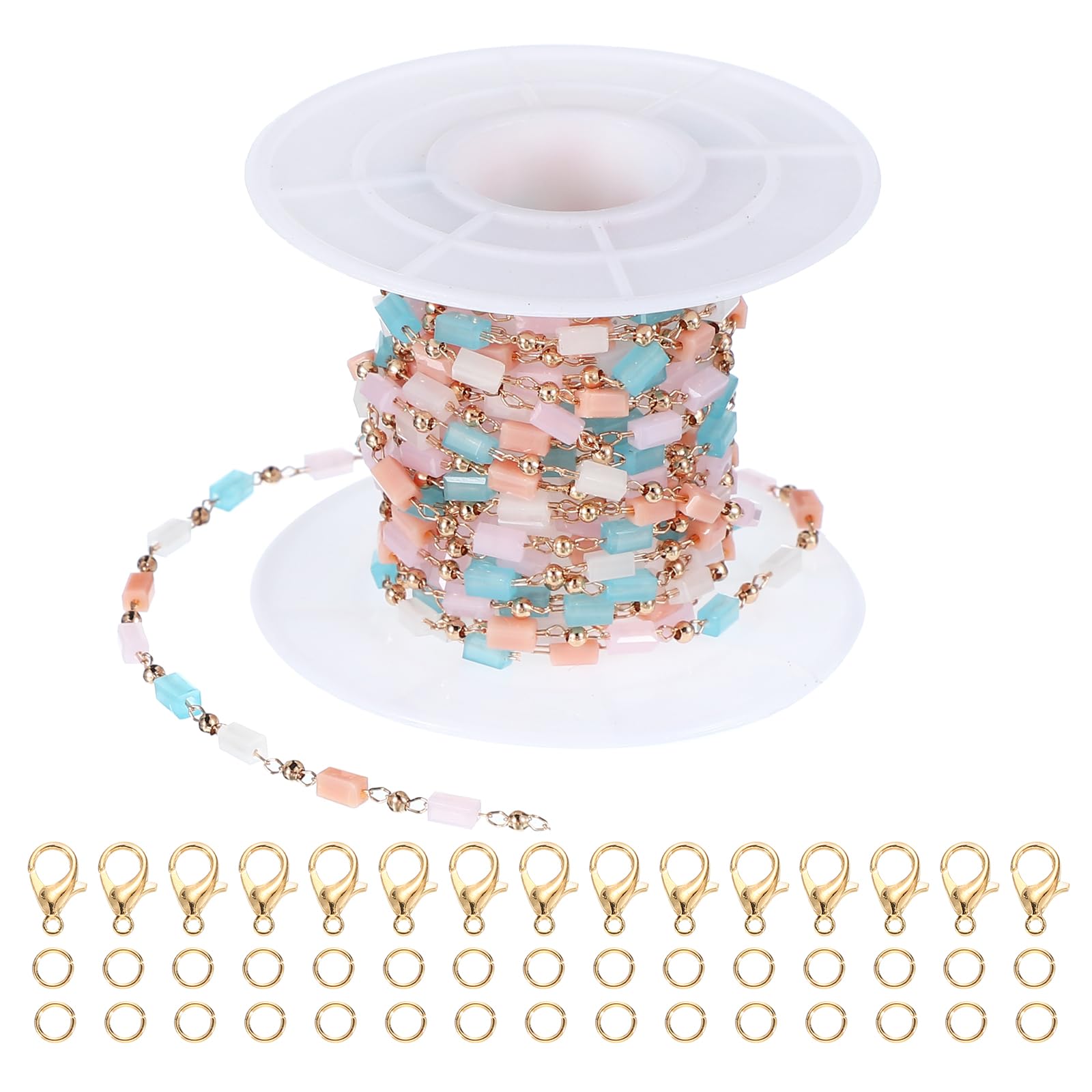 Amazon.com: PATIKIL Copper Jewelry Chain, 10Ft Multicolor Crystal Link ...