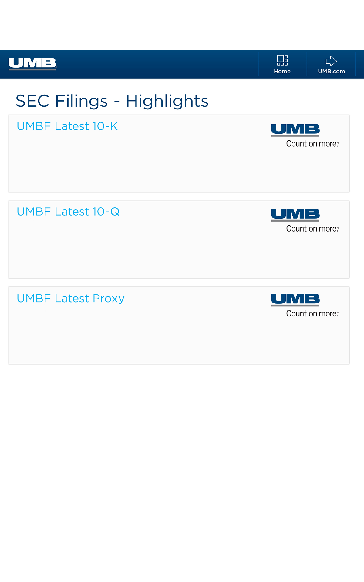 UMB Investor Relations (Kindle Tablet Edition) - App on Amazon Appstore