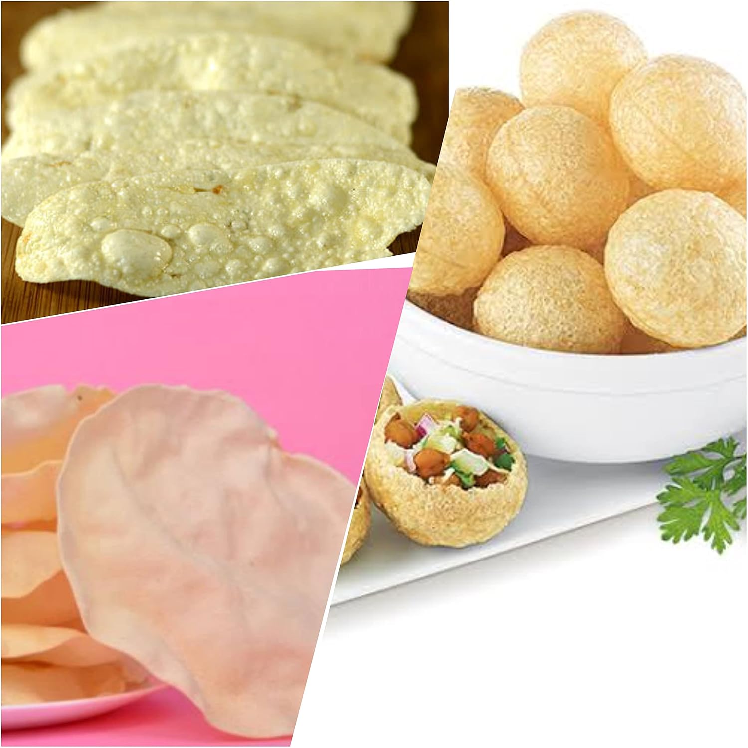 Appalam papad compo pack of 300g (Panipuri golgappe 100g + plain ...