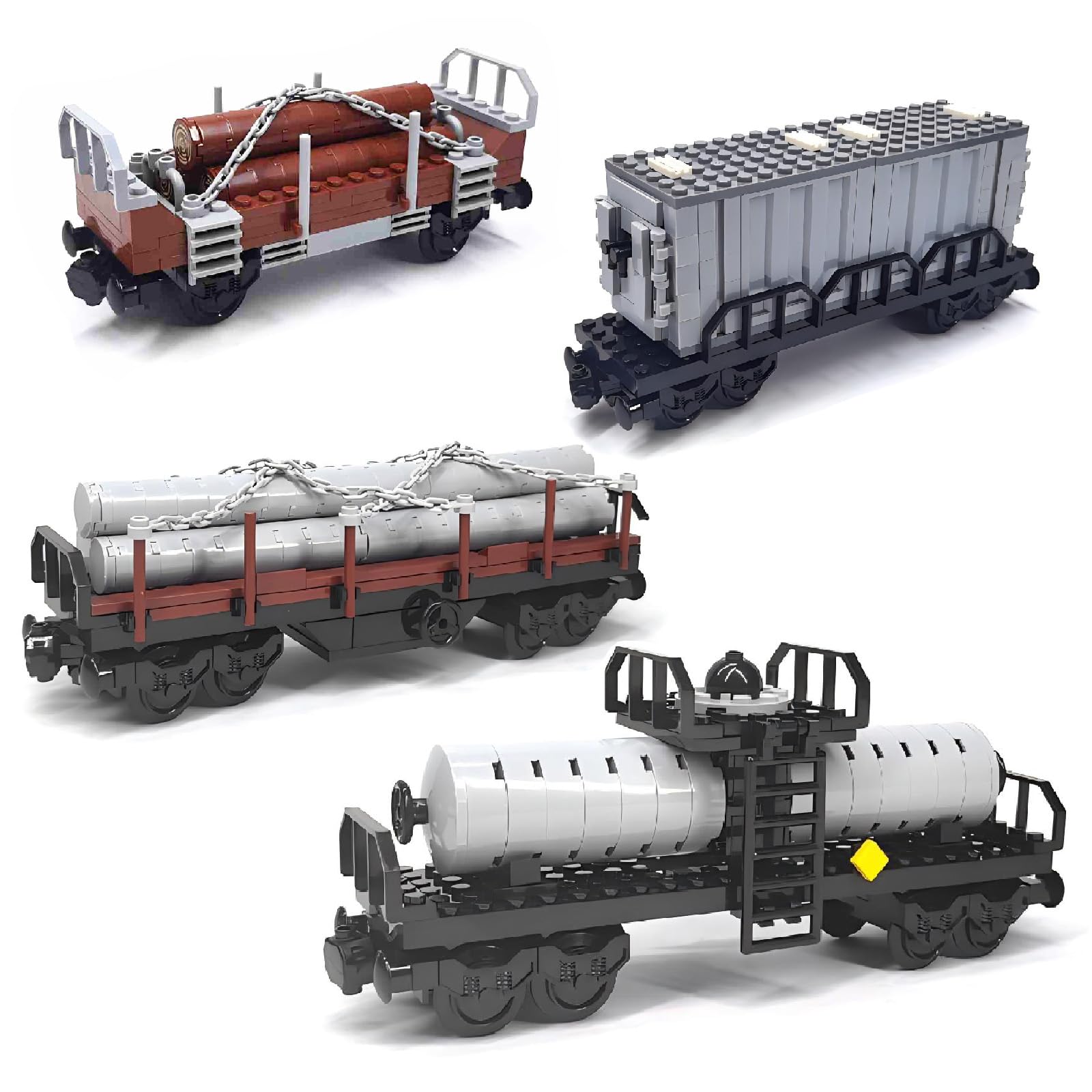 City Freight Train Car Carriage Building Blocks Set, Cargo Train Carts ...