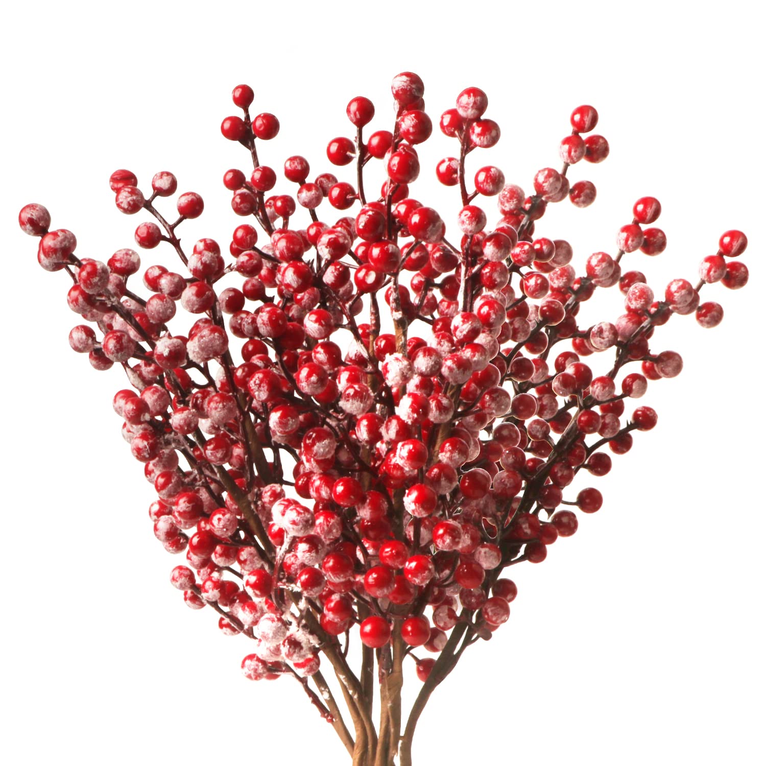 Amazon.com: Fangoo 10 Pack Christmas Red Berry Stems, 14 Inch Snowy Red ...