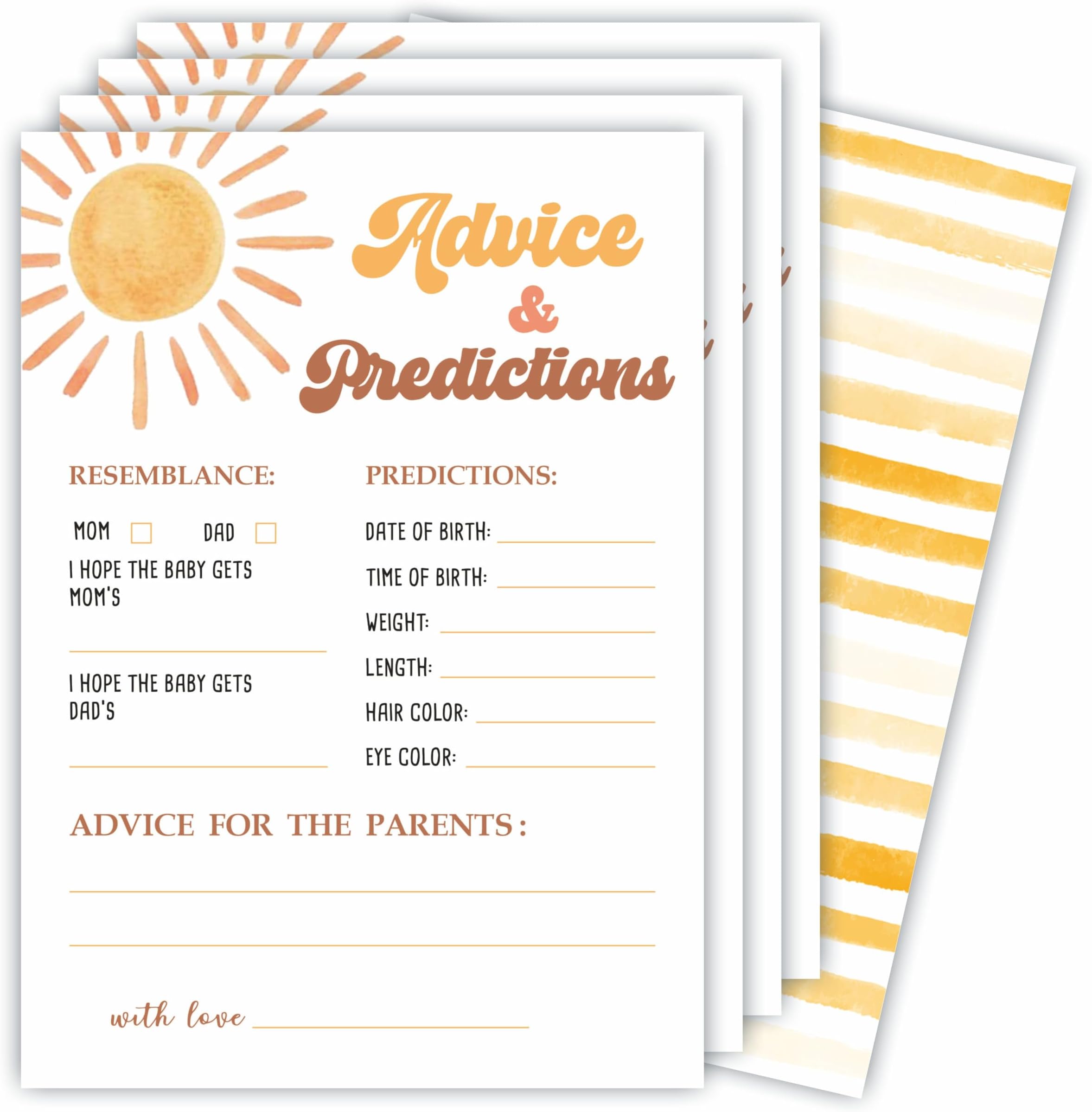 Amazon.com: Prediction & Advice Game Set For Baby Shower - Watercolor ...
