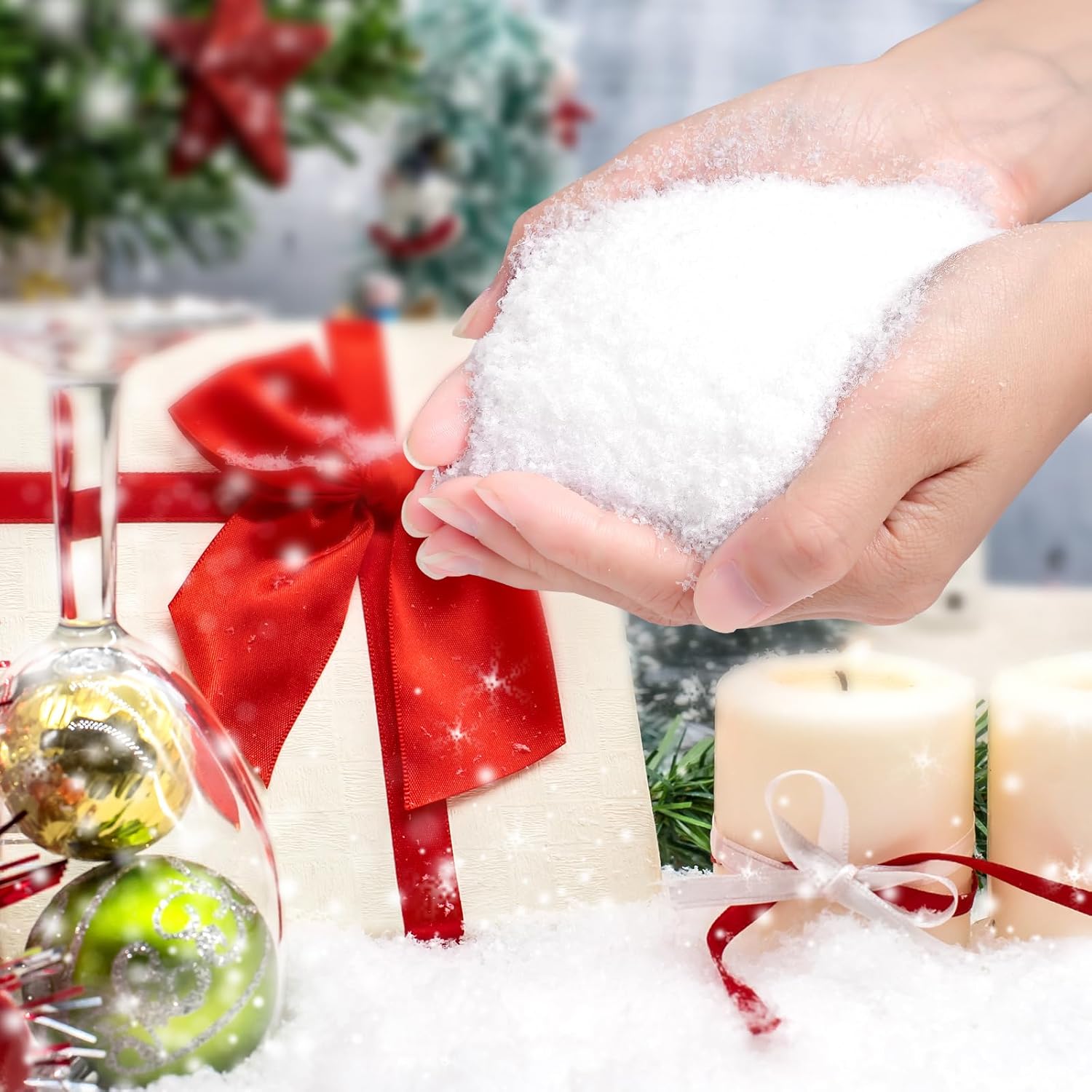 Amazon.com: VESPRO 5.29 Ounces Christmas Fake Snow Decoration ...