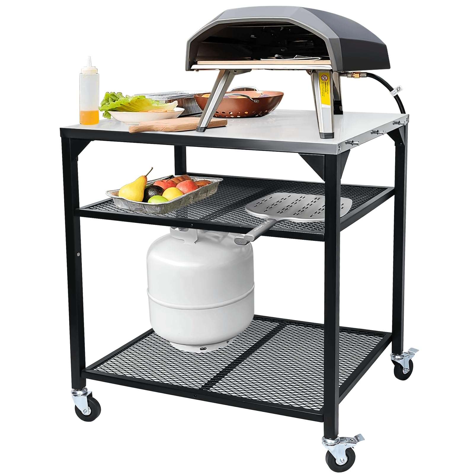Hisencn Pizza Oven Table Cart for Ooni, Ninja Woodfire, Blackstone ...