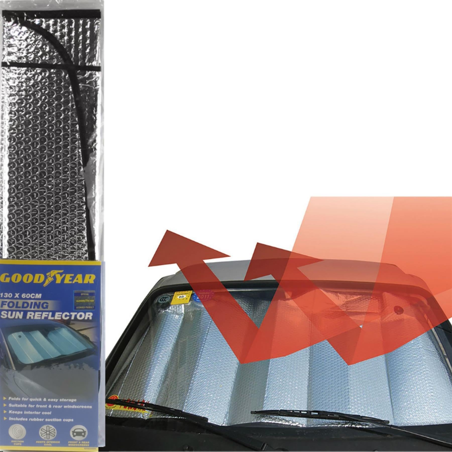 Goodyear Universal Folding Foil Sun Shade Car Van Windscreen For Front ...