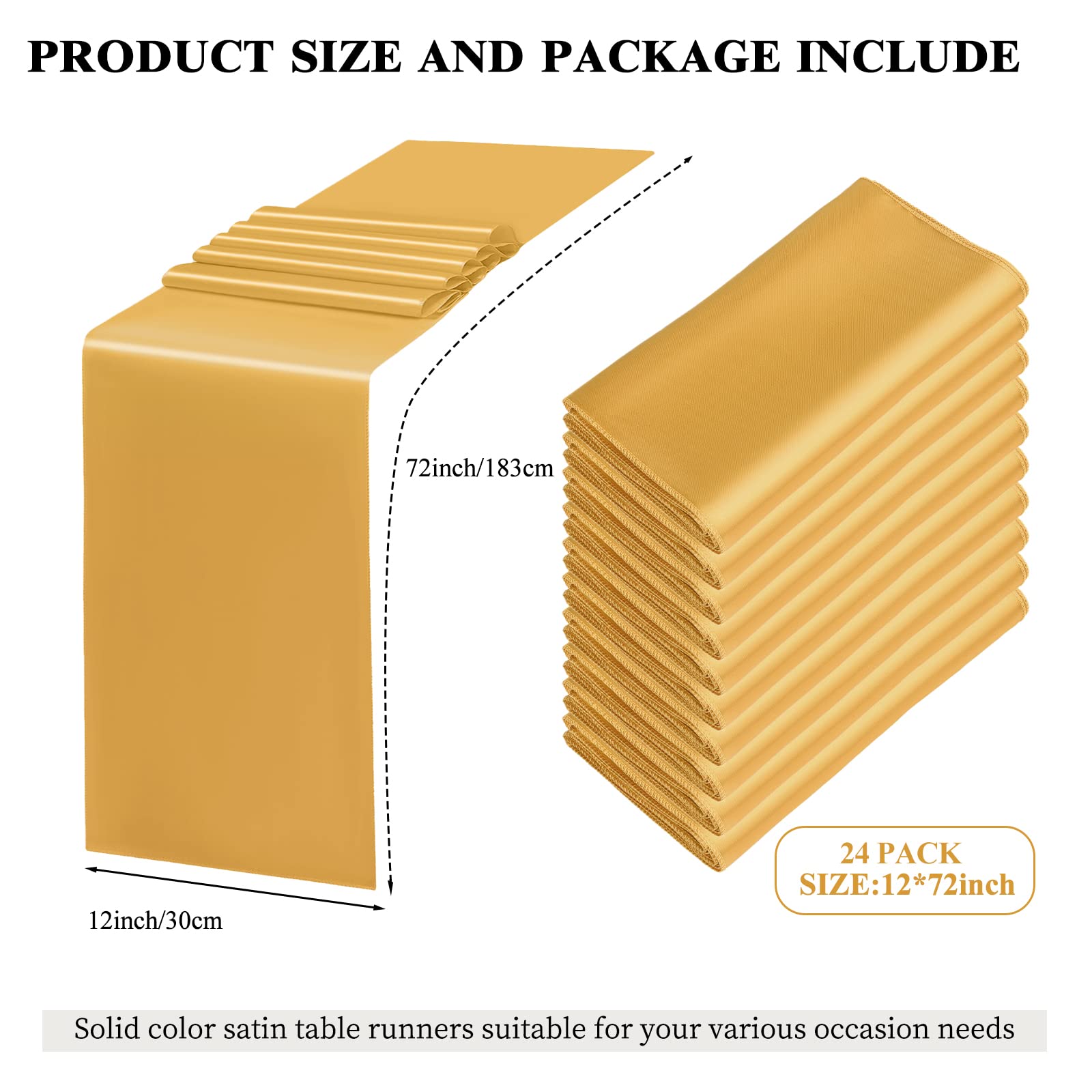 Snapklik.com : 24 Pack Gold Table Runners 12x72 Inch Gold Table Runner ...