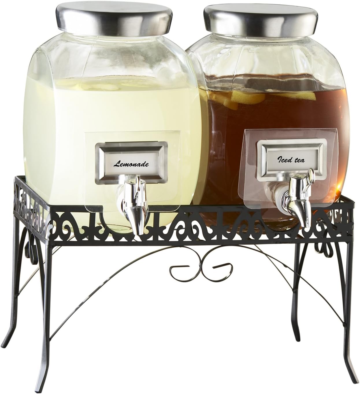 Amazon.com | Mason Jar Dual Drink Dispensers with Stand: Glass Beverage ...