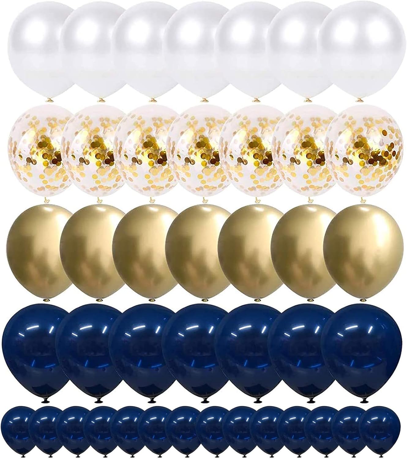 Amazon.com: Navy Blue Gold Confetti Balloons, 70 pack Blue Gold Metallic Balloons and White ...