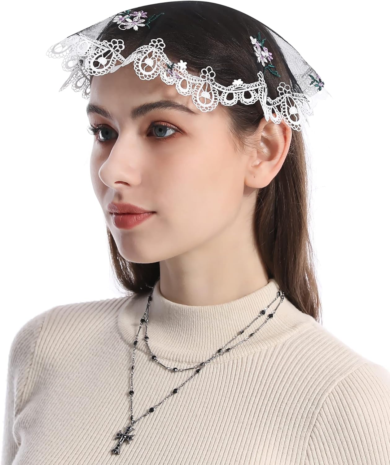 Mantveil Round Chapel Veils for Church Head Covering Little Flower ...