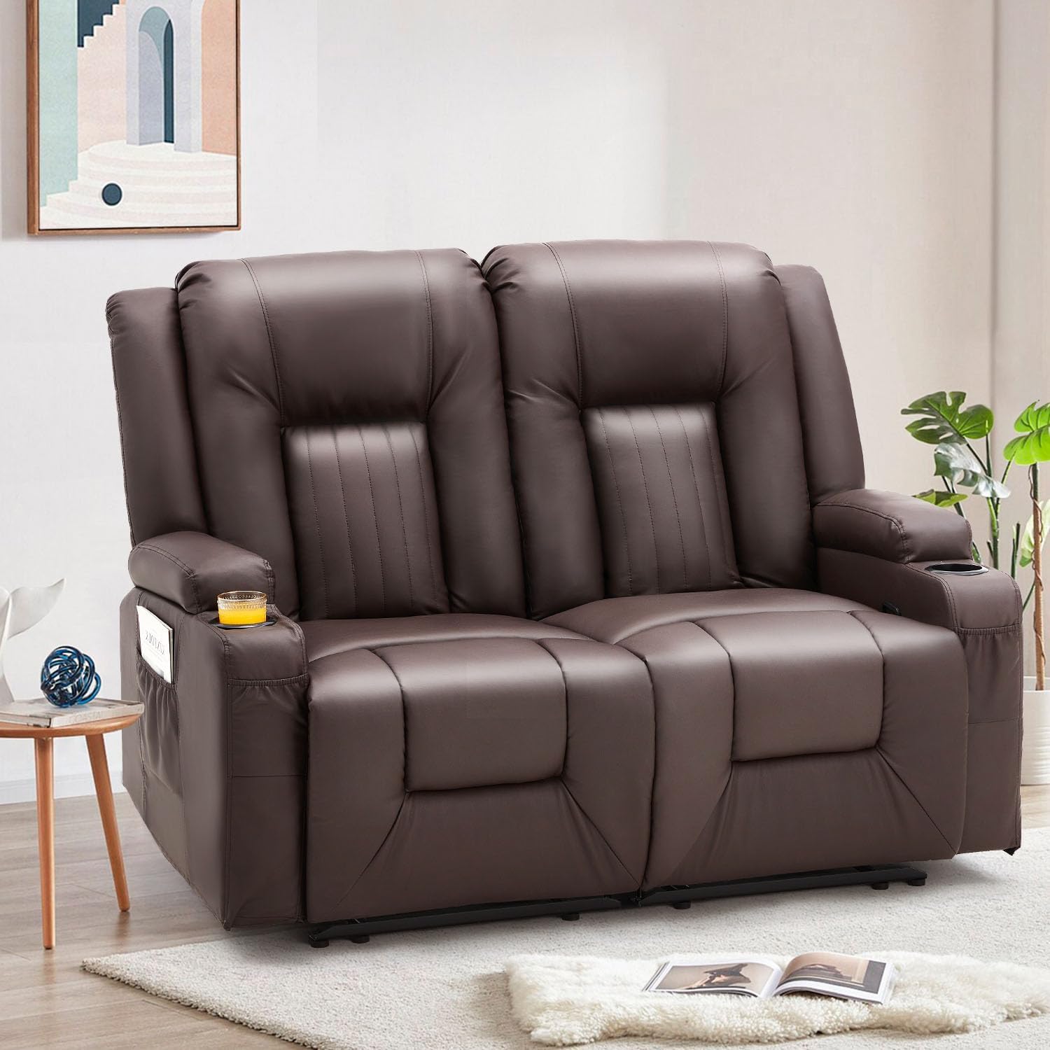 Amazon.com: Oversized Loveseat Recliner Sofa 2 Seaters Manual Wall ...