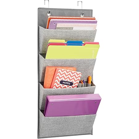 Amazon.com : 4 Pockets - Wall Mount/Over Door Office Supplies File ...