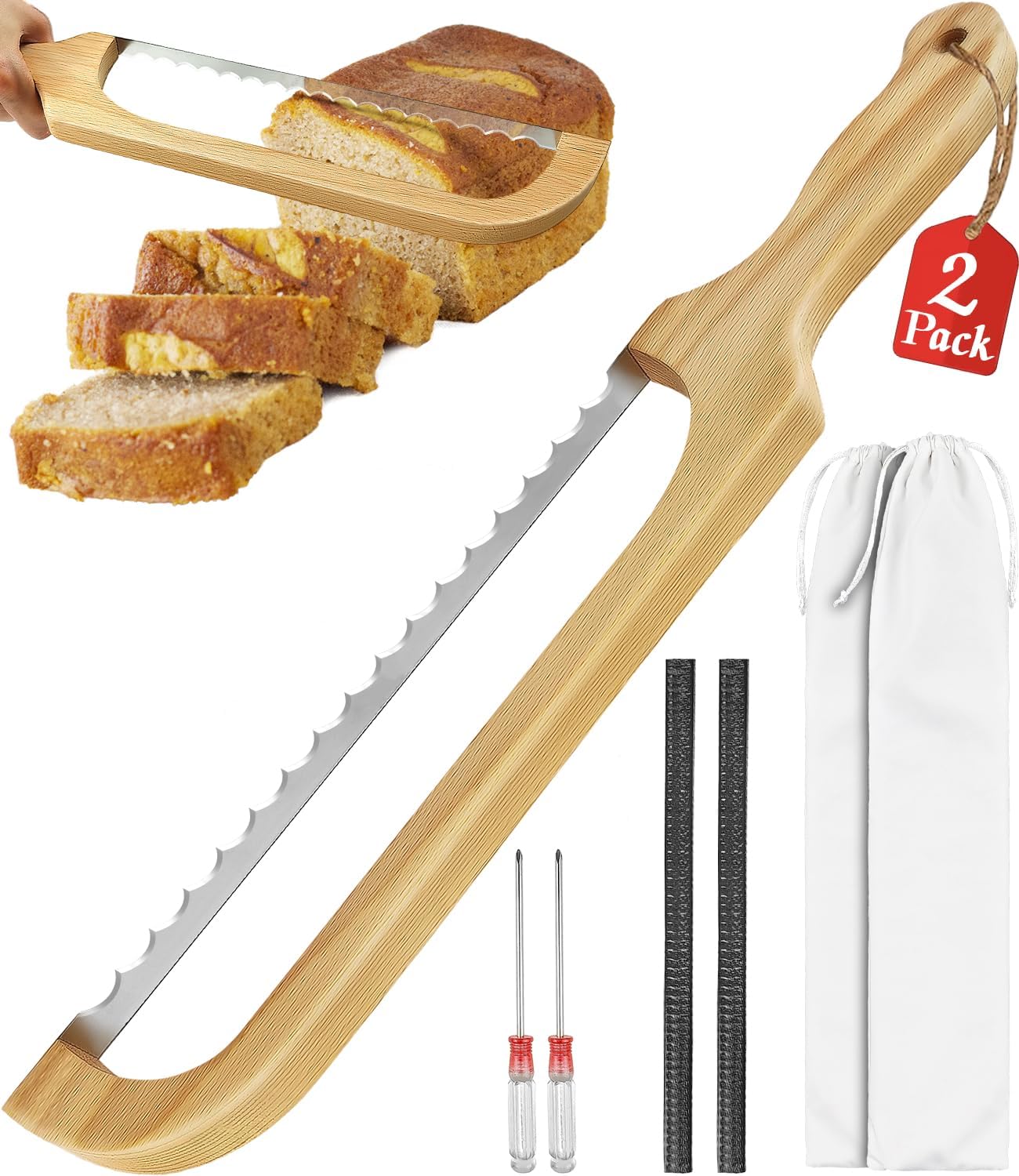 Amazon.com: Sourdough Bread Slicer for Homemade Bread, 2 Pack Bow Bread ...