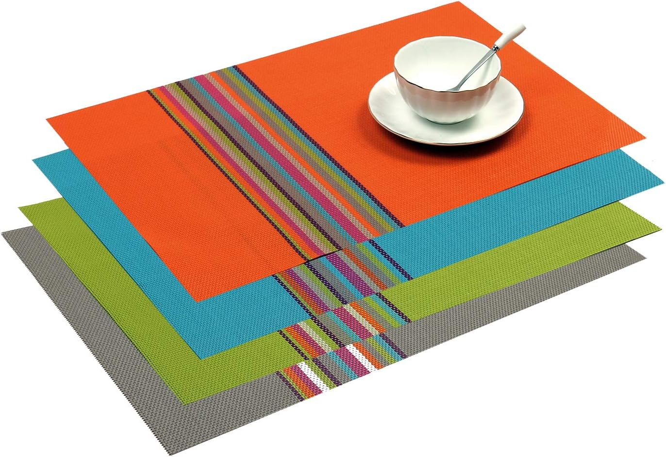 Amazon.com: Placemats Set of 4 Colorful Vinyl Placemat Heat Resistant ...