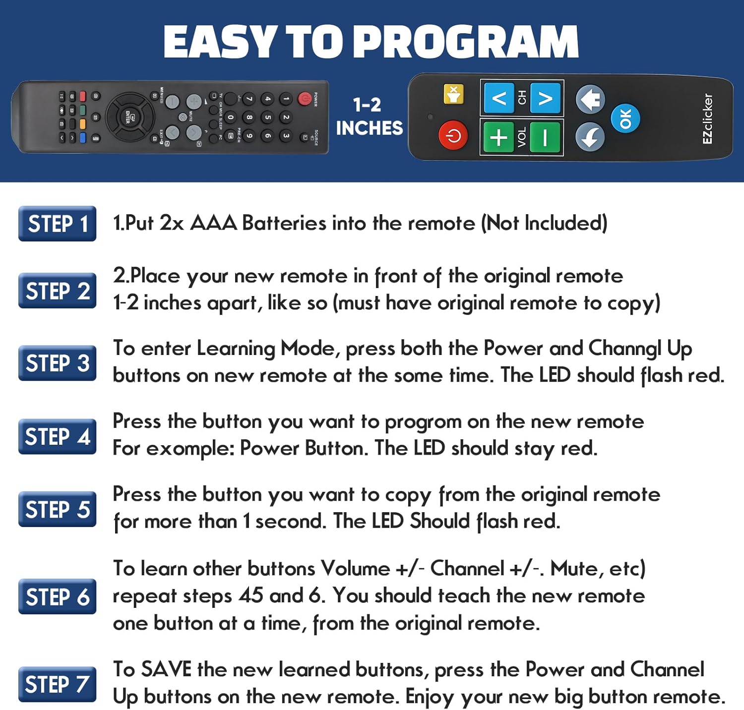 Big Button Universal Remote Control TV Control | Easy to Use Remote ...