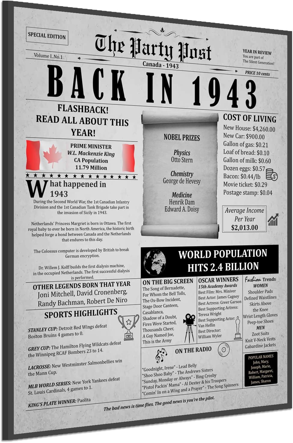 82nd Birthday Poster 8 x 10 Party Sign - Born 82 Years Ago Table Party ...