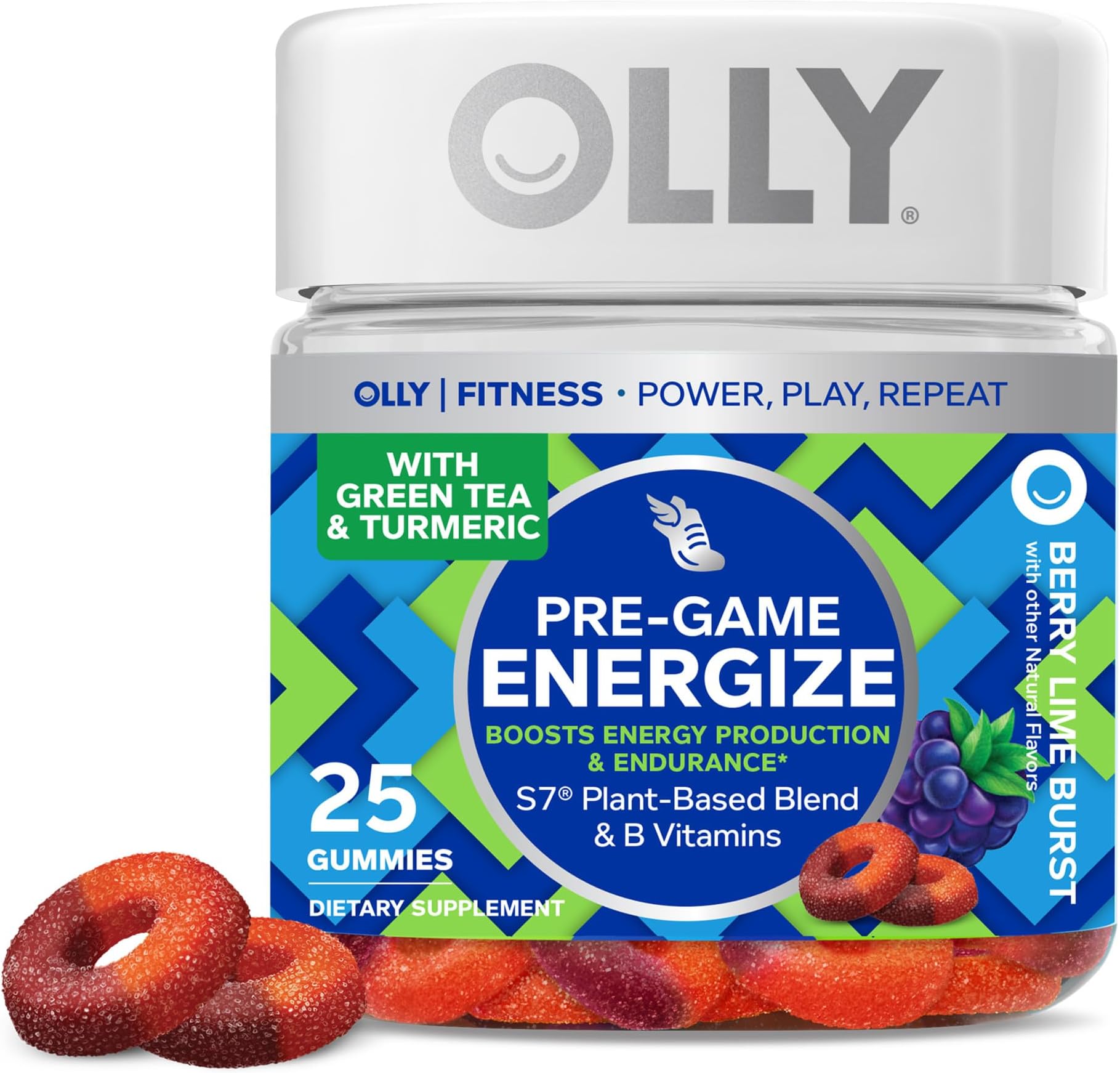 Amazon.com: OLLY Pre-Game Energize Workout Gummy Rings, S7 Plant-Based ...