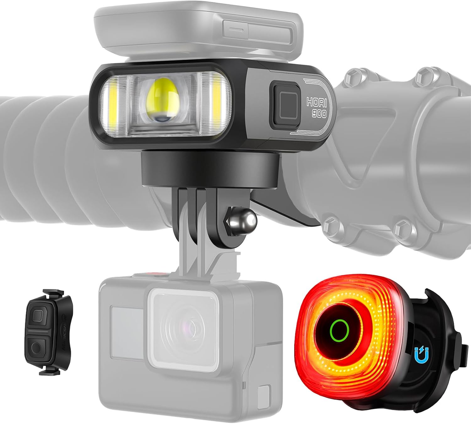 Amazon.com: Magicshine Luz de bicicleta Hori 900 de doble montado, luz ...