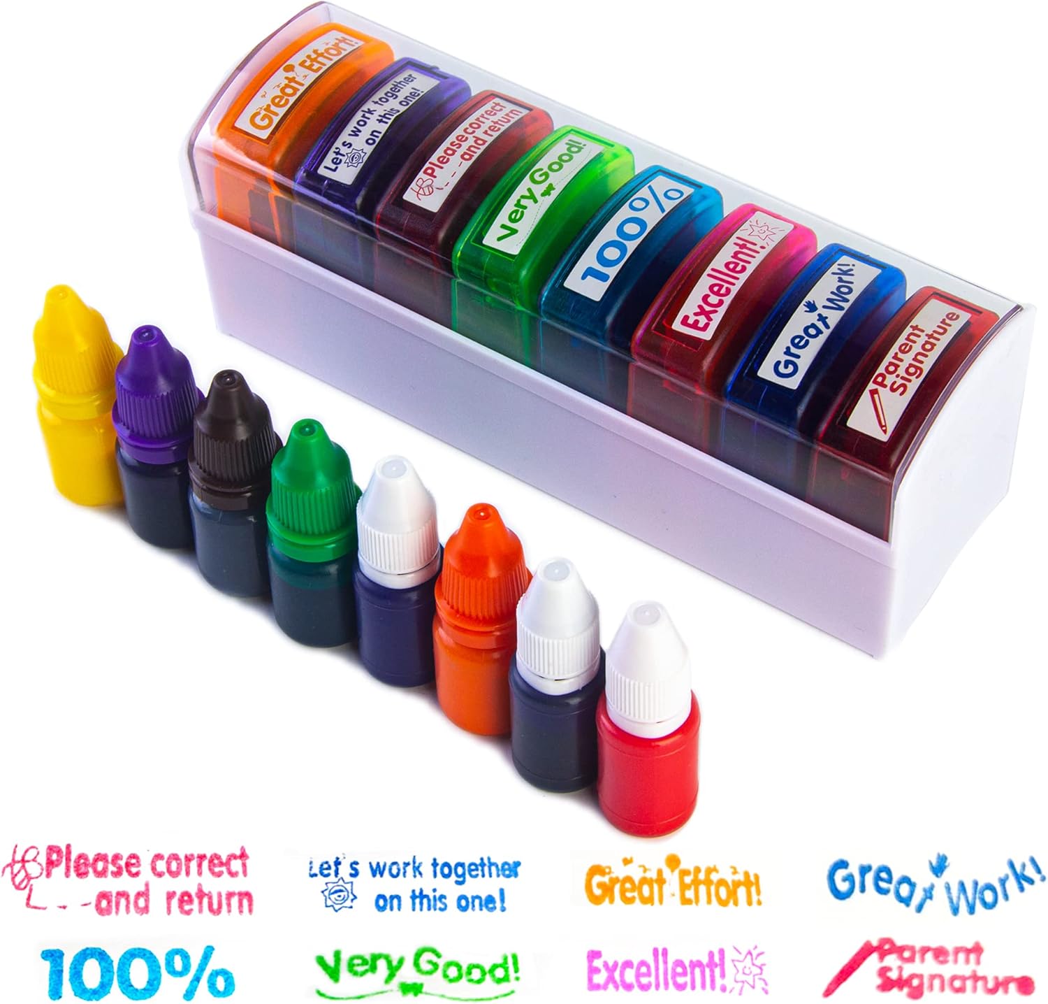 Amazon.com : 8PCS Self Inking Teacher Stamps Set in 8 Colors with ...