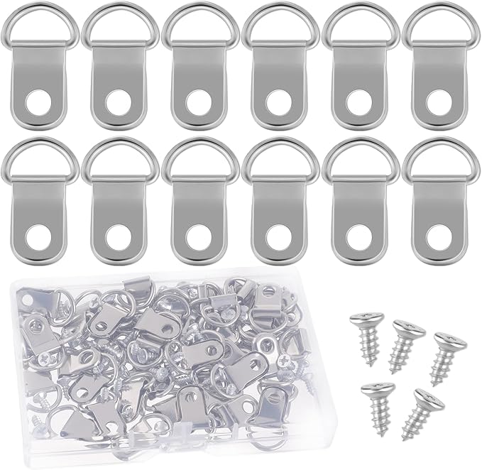 WLLHYF 50 Pieces D-Ring Hangers, Small Heavy Duty Triangle Hooks with ...