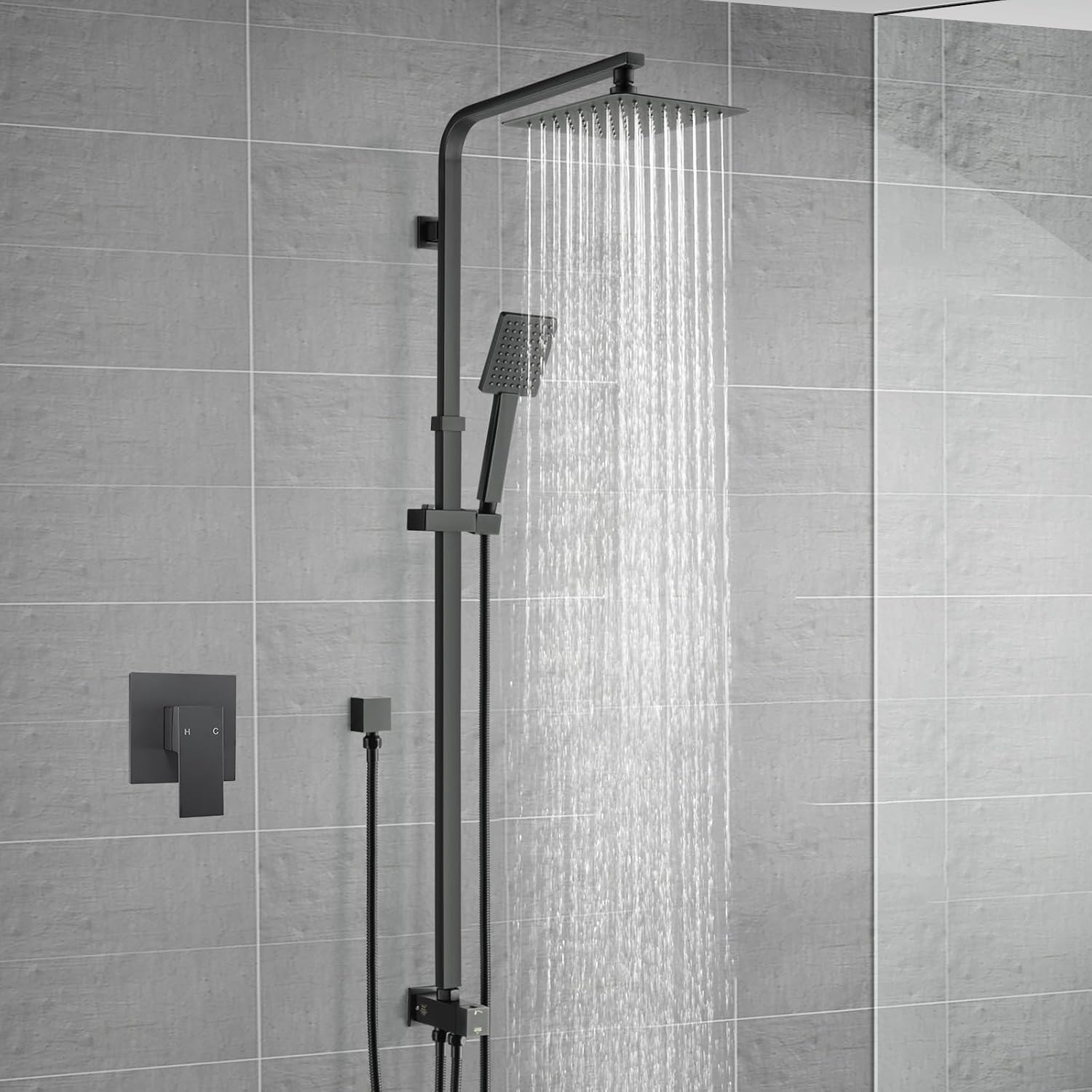 ACA International 200mm Rain Shower Head Set with Shower Tap, 8" Square ...