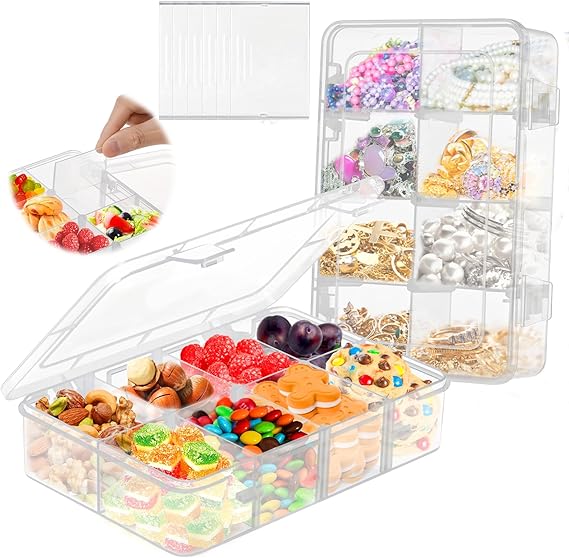 Amazon.com: Snack Box Container, 2 Pcs Snackle Tray Adjustable 8 ...