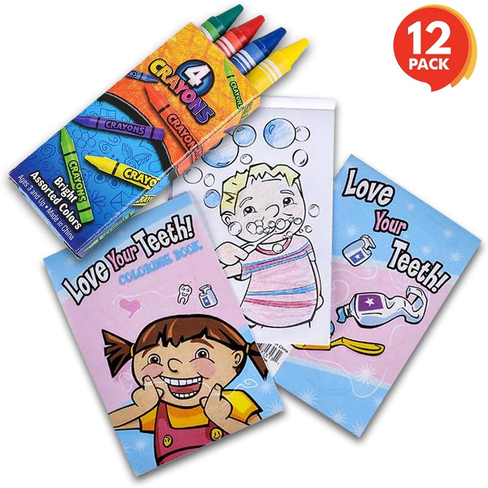 Amazon.com: ArtCreativity Dental Coloring Book Kit for Kids - 12 Sets ...