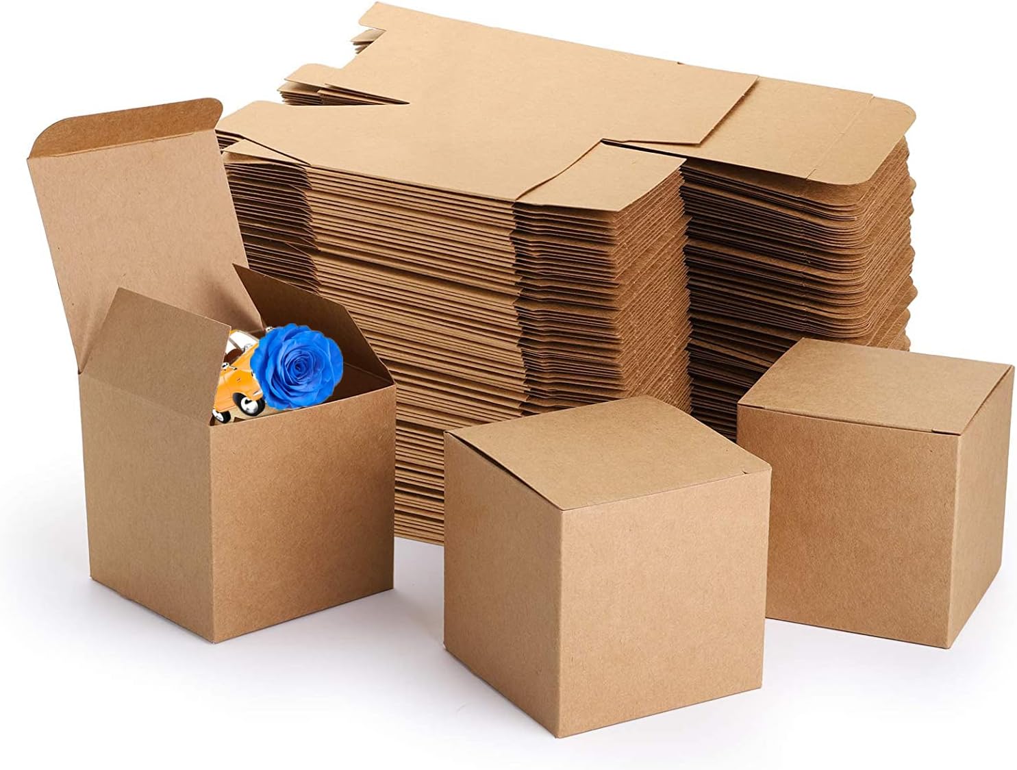 Small Gift Boxes with Lids, 100 Pcs 3x3x3 Inch Kraft Gift Boxes Bulk ...