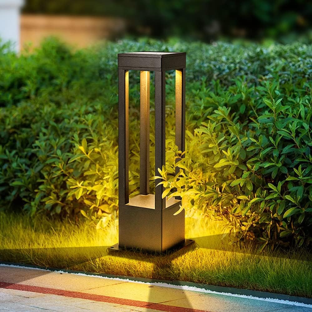 SLAWA Outdoor LED Post Light 23.62" Black Square Exterior Lawn Path ...