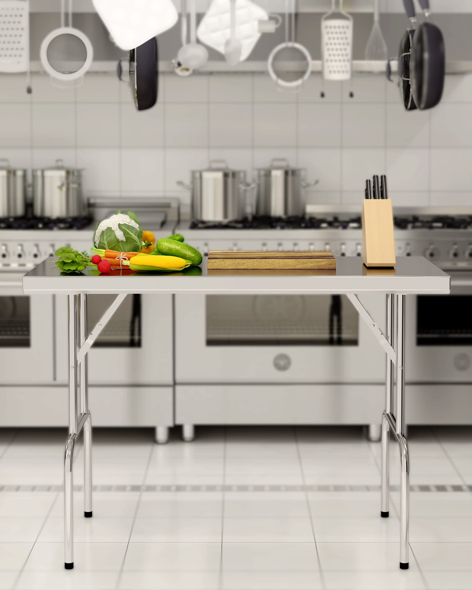 Snapklik.com : Stainless Steel Folding Table 48 X 24 in,NSF Commercial ...