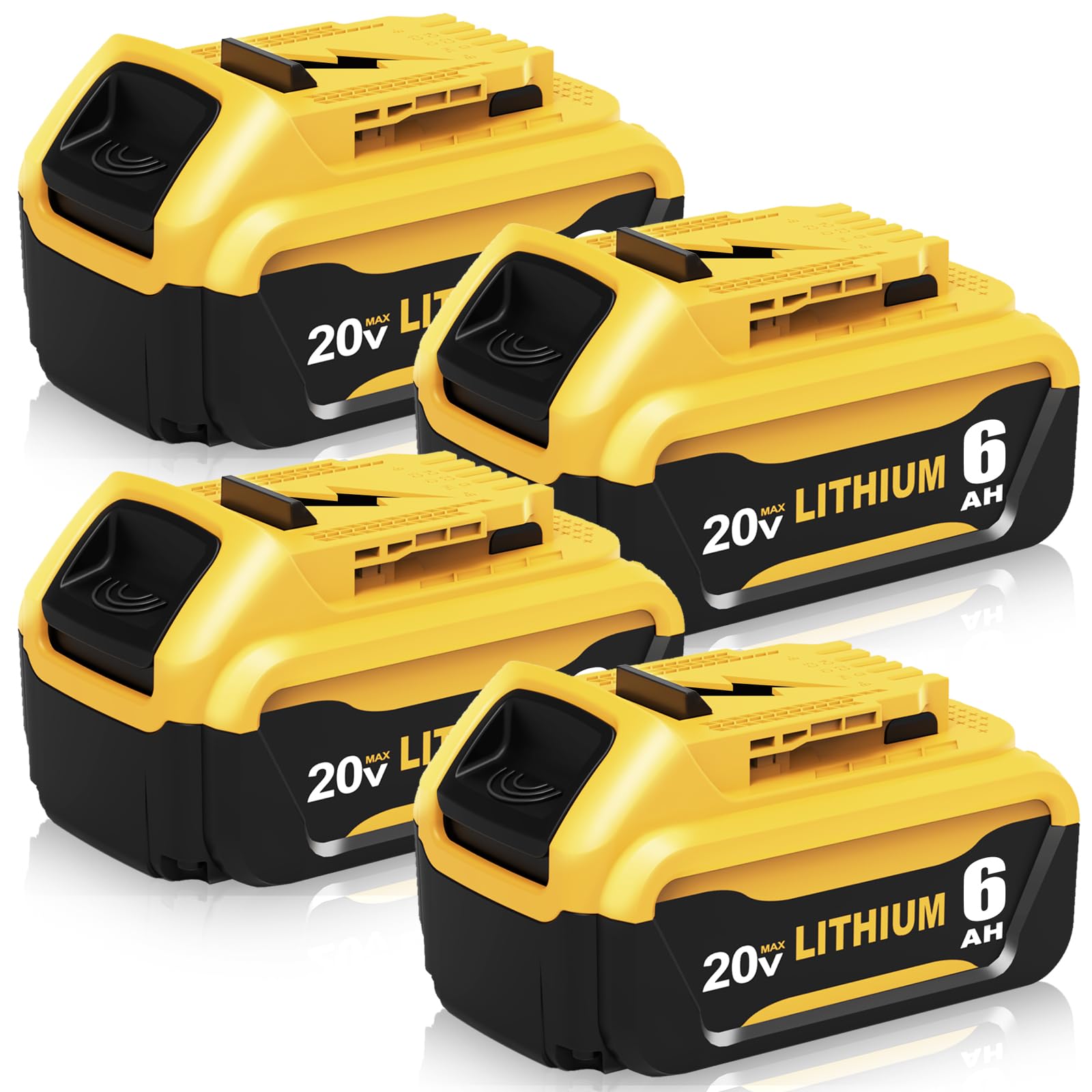 Amazon.com: Amsbat 4 Packs 6.0Ah Replacement for Dewalt 20V Max Battery ...