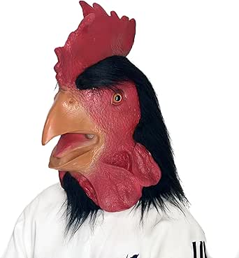 Amazon.com: Lubber Realistic Rooster Head Mask with Black Feathers for ...