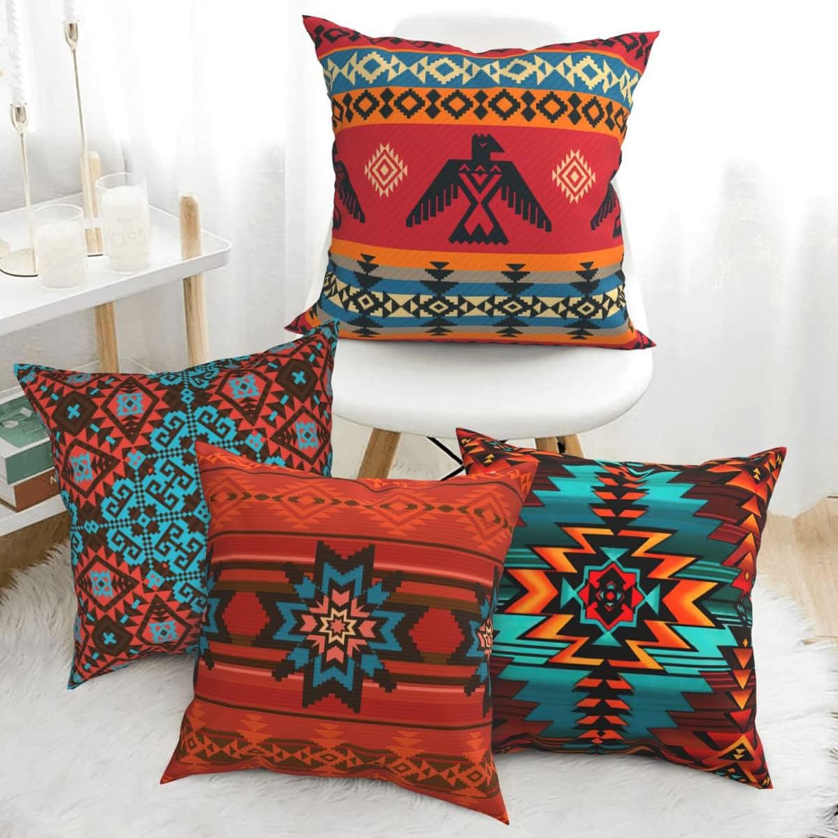 Amazon.com: Aztec Native American Throw Pillow Covers 18X18 ...