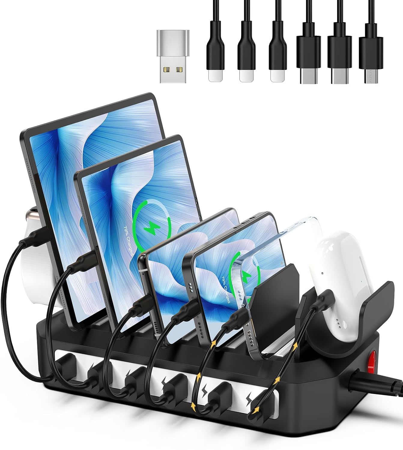 Amazon.com: 60W 6 in 1 Fast Charging Station for Multiple Devices【Safe ...