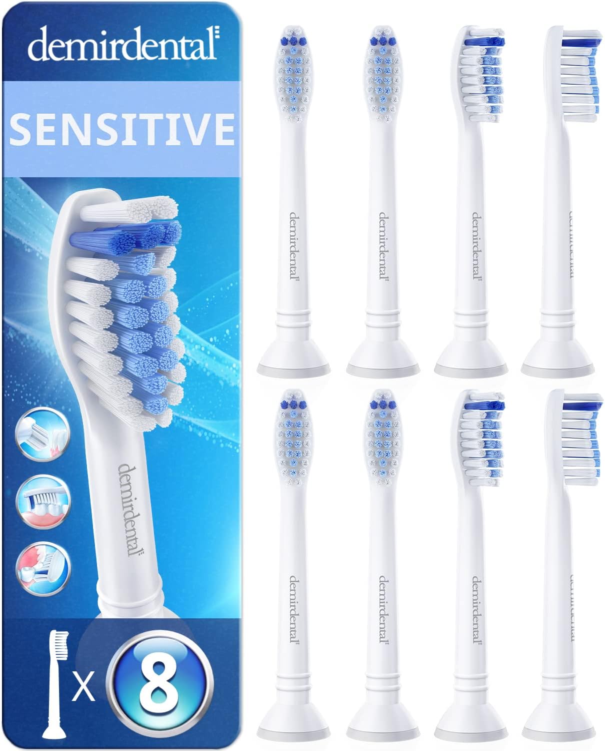 Amazon.com : demirdental Toothbrush Heads Sensitive Compatible with ...