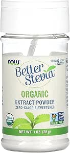 Now Foods Better Stevia Organic Extract Powder, Zero-Calorie Sweetener ...