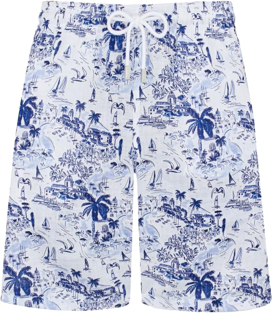 Amazon.com: Men Linen Bermuda Shorts Riviera, M, Ink : Luxury Stores