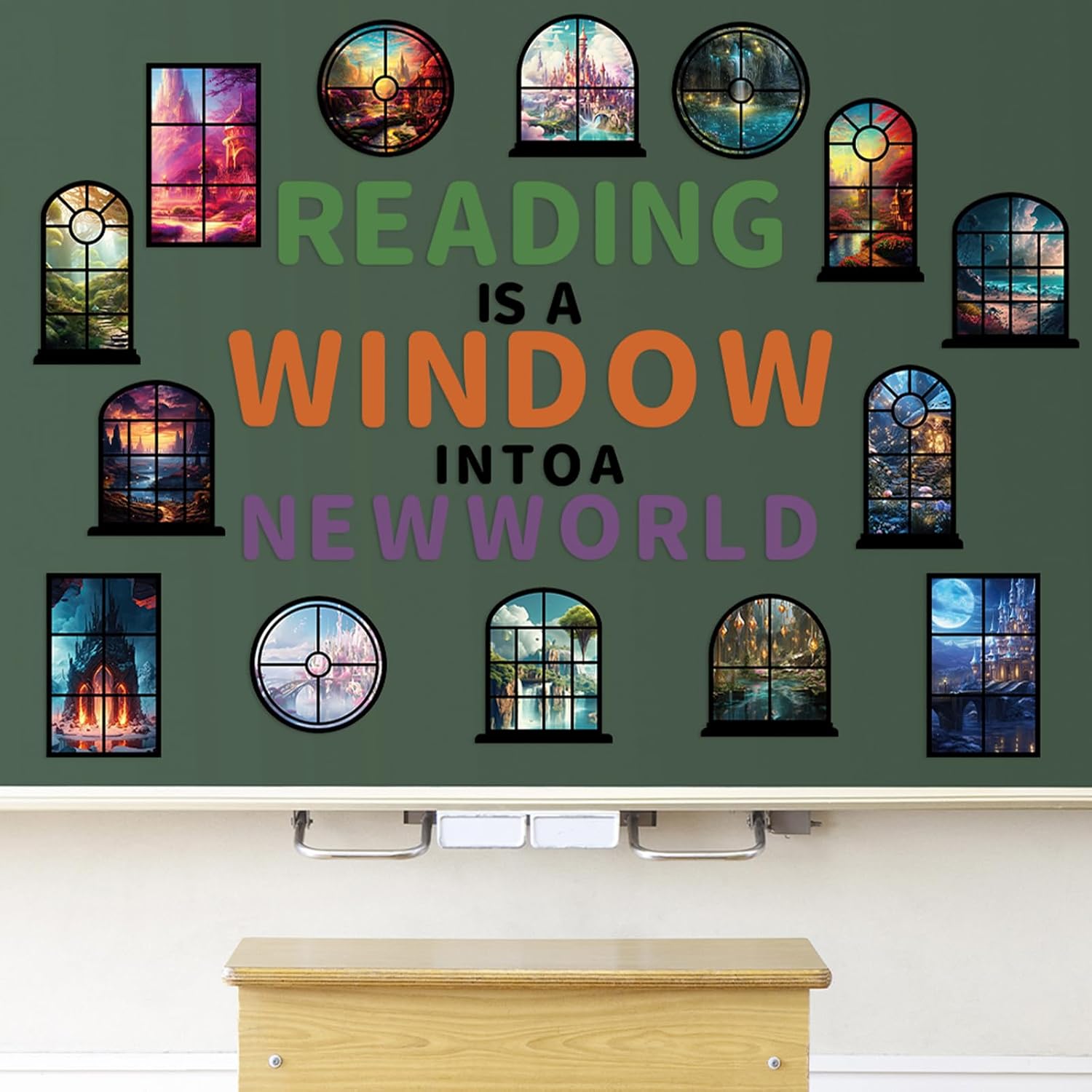 Amazon.com: Mooliwe Reading Bulletin Board Set Reading is a Window into ...