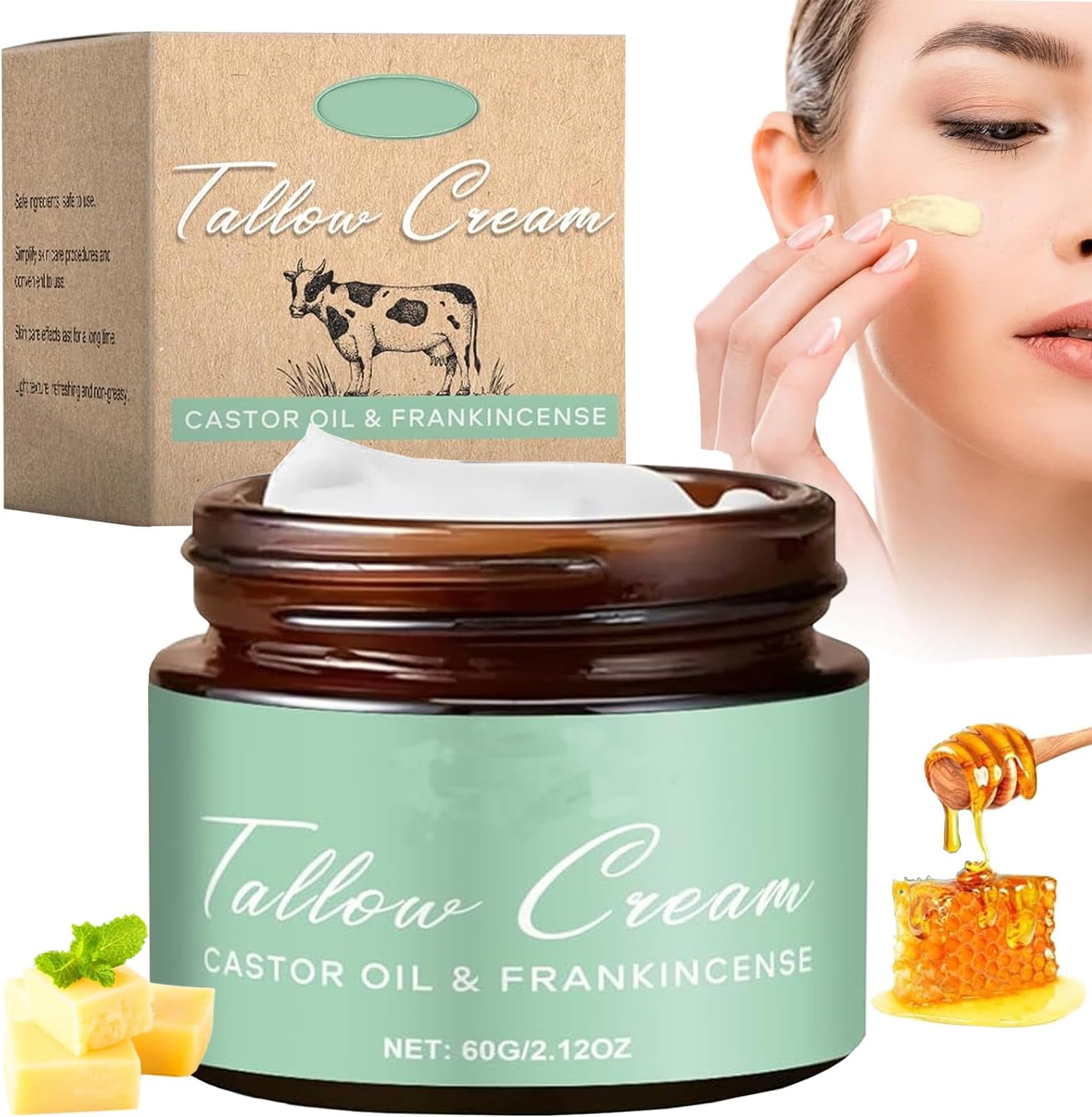 Amazon.com: Grass-fed Beef Tallow Cream with Castor Oil & Frankincense ...