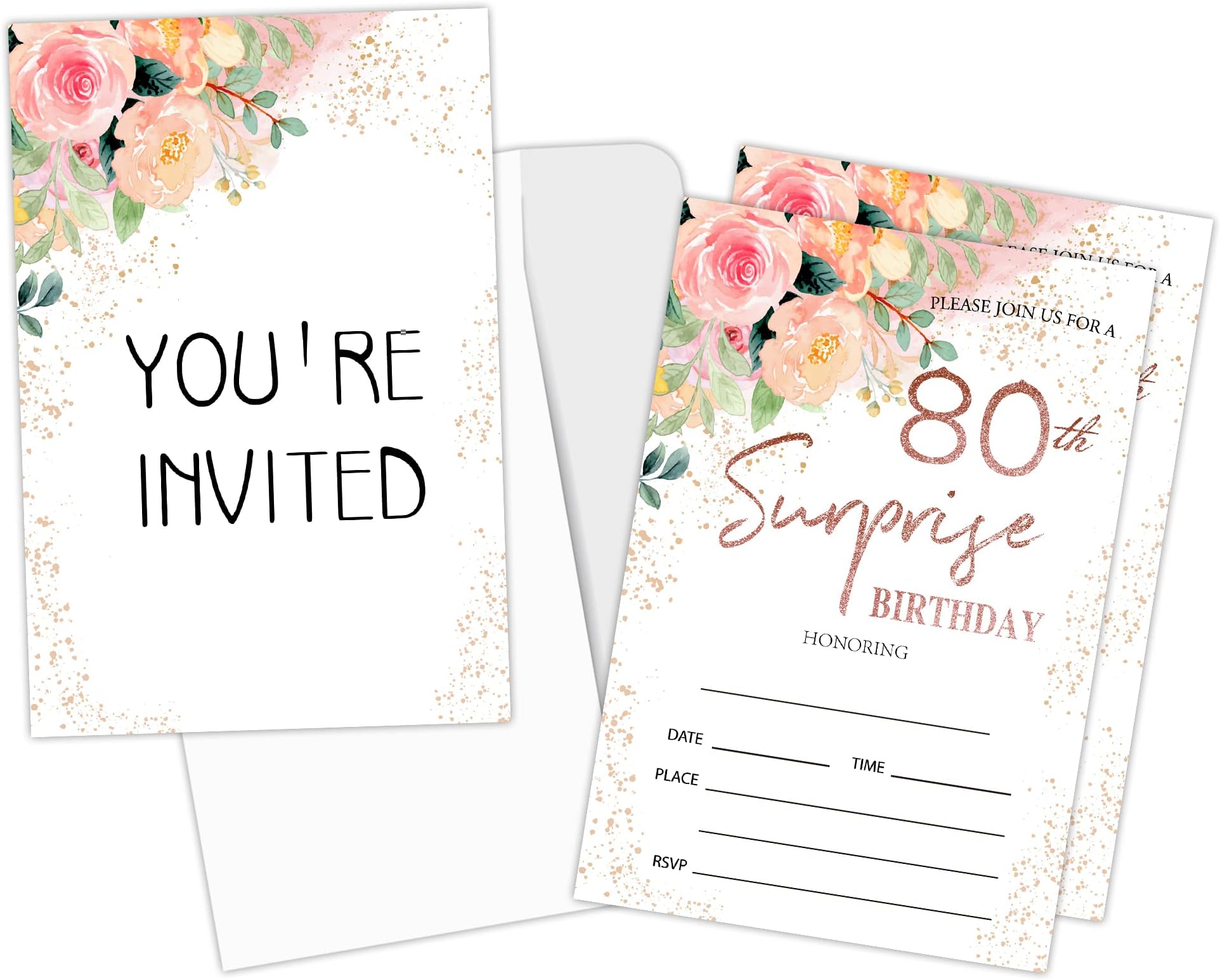 Amazon.com : Zodvery Surprise 80th Birthday Party Invitations Cards ...
