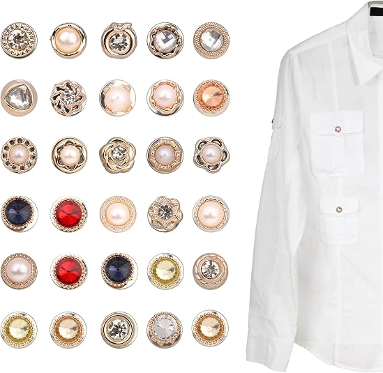Amazon.com: DIVINA VITAE 30PCS Women Shirt Brooch Buttons Cover up Anti ...