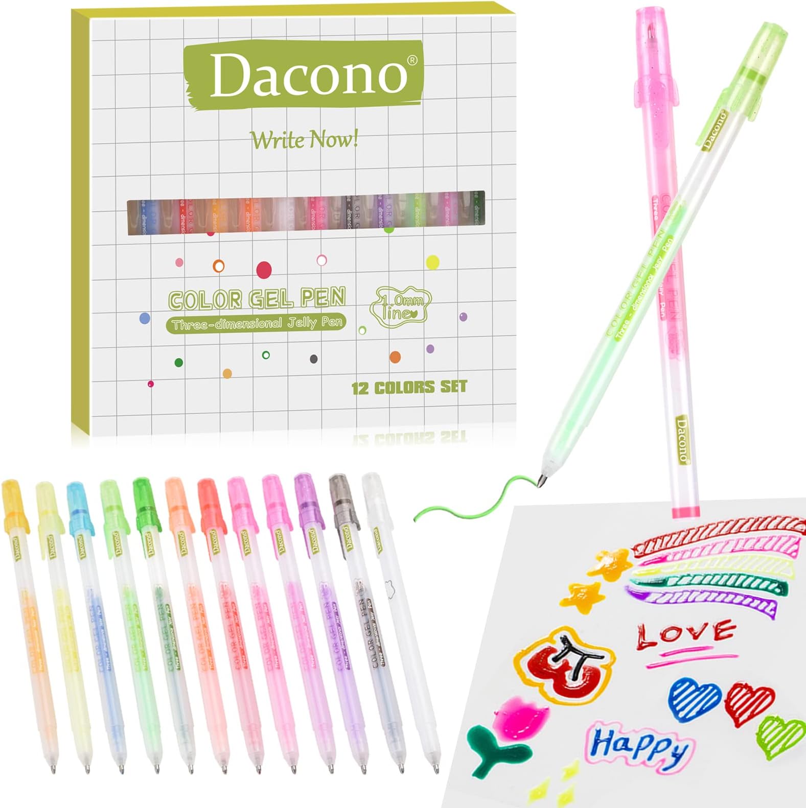 Amazon.com: 3D Jelly Pen Set, Gel Pens Suitable on Glass for DIY ...