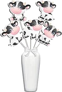 Amazon.com: Cow Table Centerpieces – 5 Pcs Farm Animal Birthday Party ...