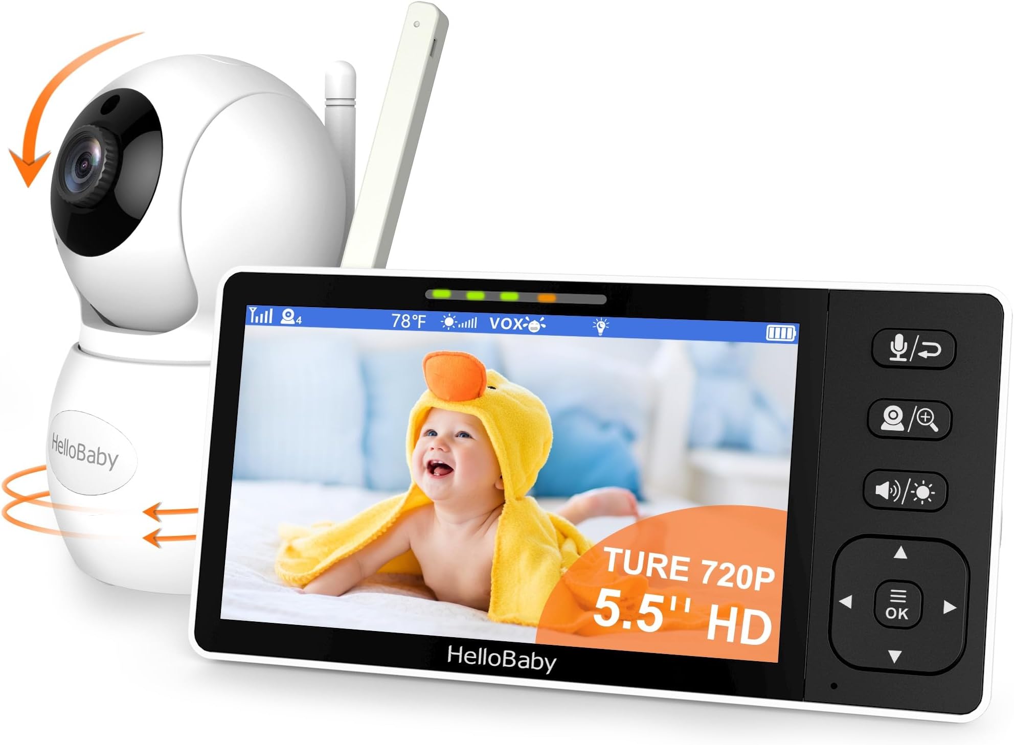 Amazon.com : HelloBaby 720P 5.5'' HD Baby Monitor with Camera and Audio ...