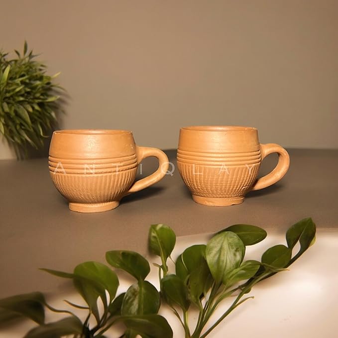 Buy AntiQlay Traditional Re-useable Clay Cups for Serving Tea/Coffee ...