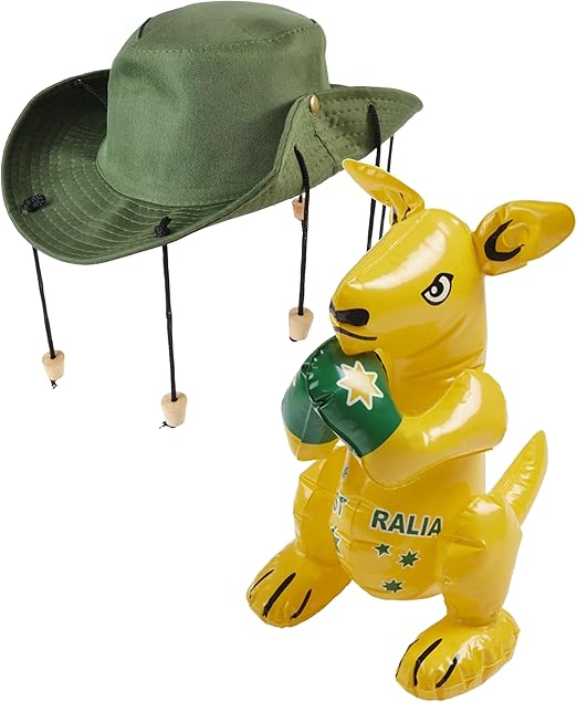 Edozos Adult Australian Day Fancy Dress Costume, Aussie Outback Hat ...