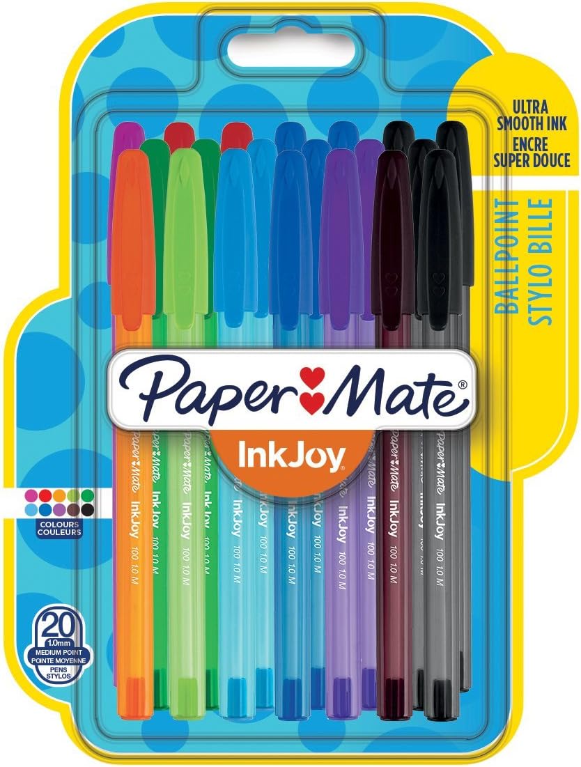 Paper Mate Inkjoy 100 Cap Ballpoint Pens Pack of 27 Assorted Colours ...