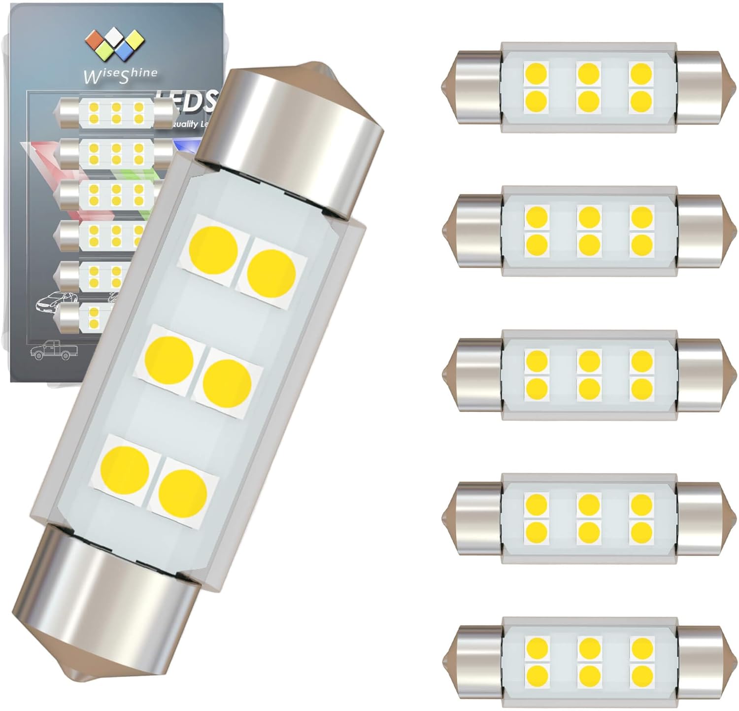 Amazon.com: Wiseshine DC 24V 36mm 6418 Led Bulb Natural White 6411 C5W ...